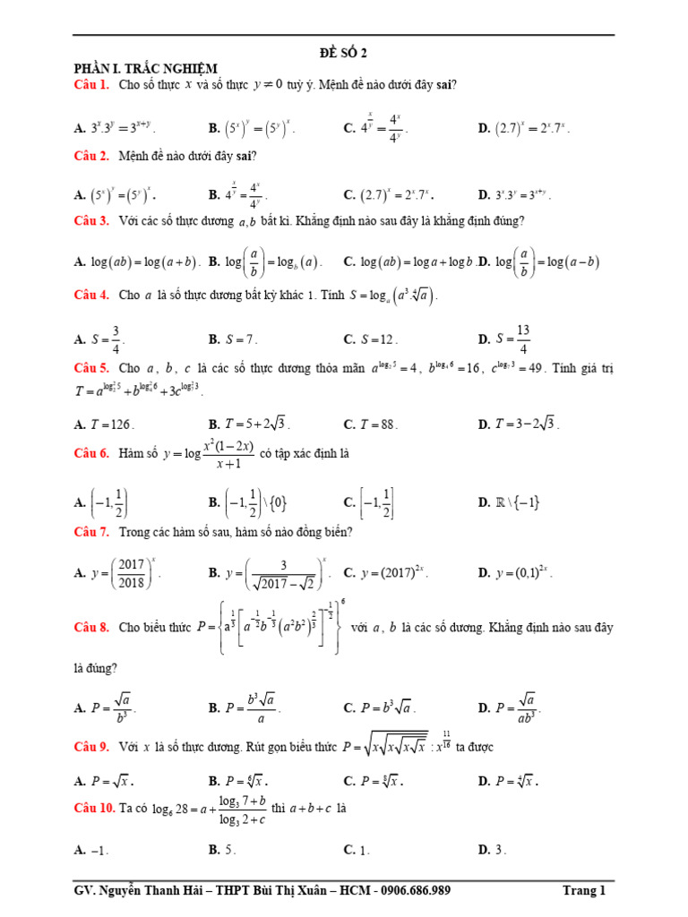 ĐỀ SỐ 2-GK2-HS | PDF
