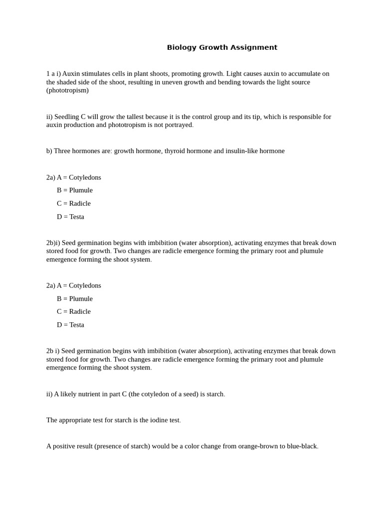 Biology Growth Assignment | PDF