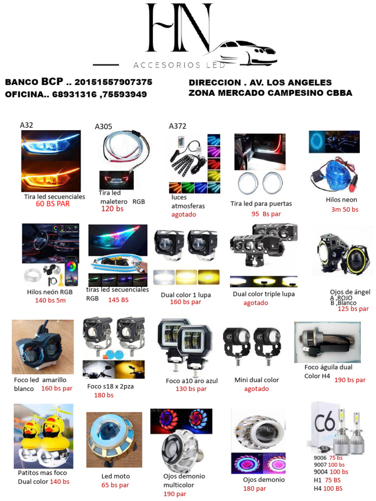 Catalogo Accesorios Led HN | PDF | Diodo emisor de luz | Vehículos ...