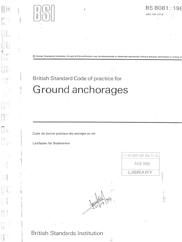BS8081 1989ground Anchorage | PDF