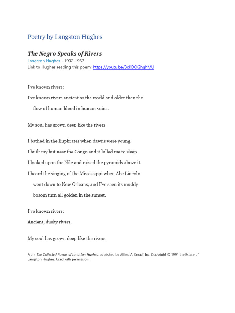 Week+2 Poetry+by+Langston+Hughes | PDF