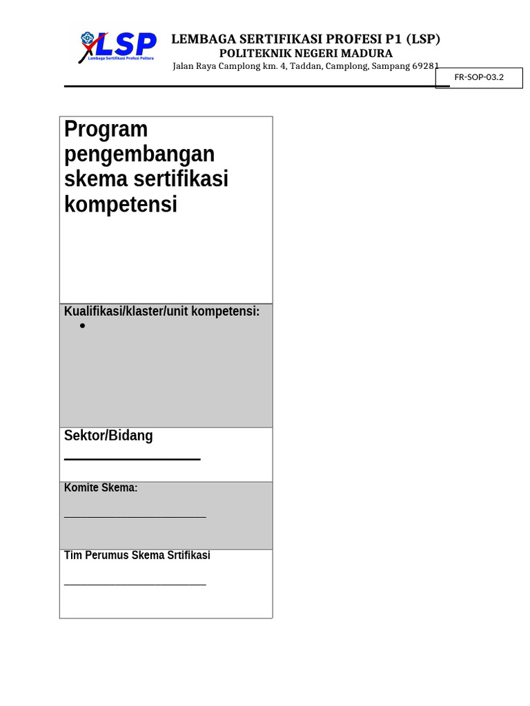 FR-SOP-03.2. Program Perumusan Skema Sertifikasi | PDF