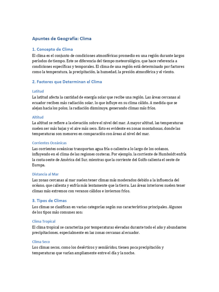 Factores y Tipos de Clima Explicados | PDF | Clima | Clima templado