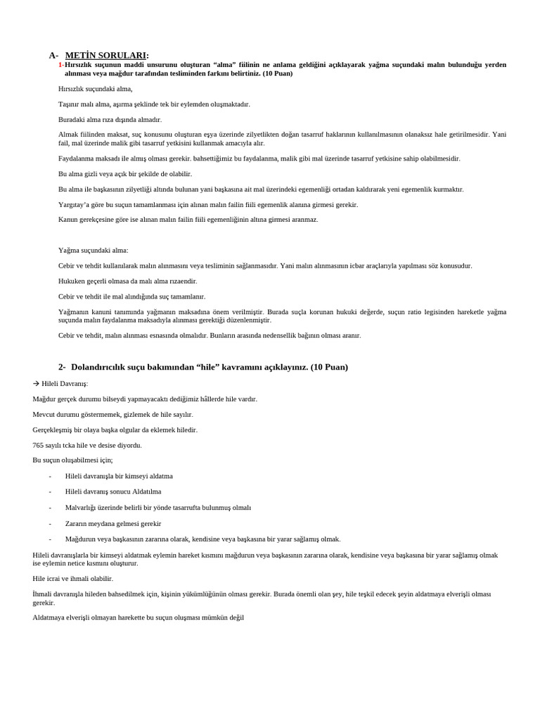 Ceza Final Sorular | PDF