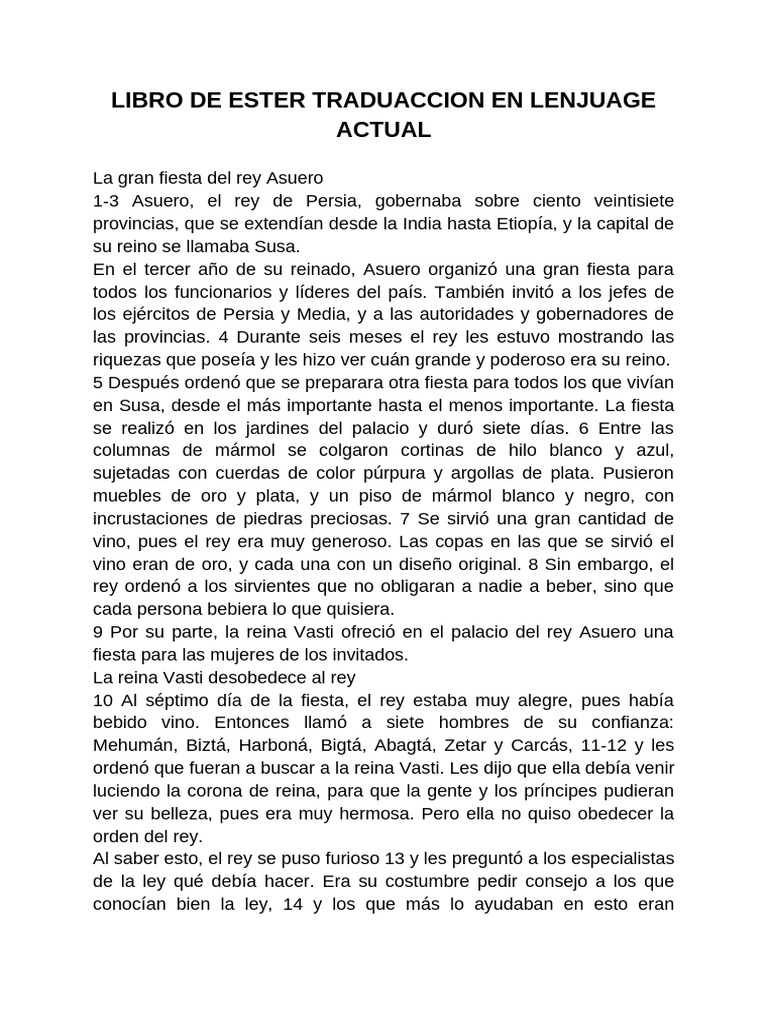 La Gran Fiesta Del Rey Asuero | PDF | Esther