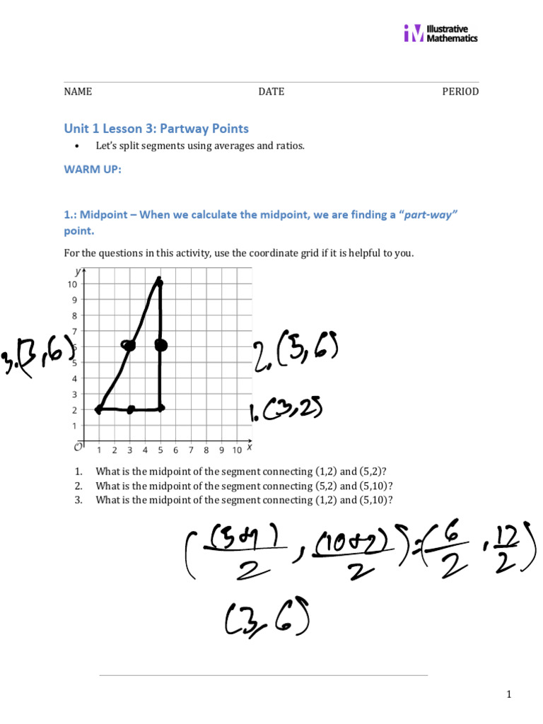 Unit 1 Lesson 3 - Segment Partitions | PDF