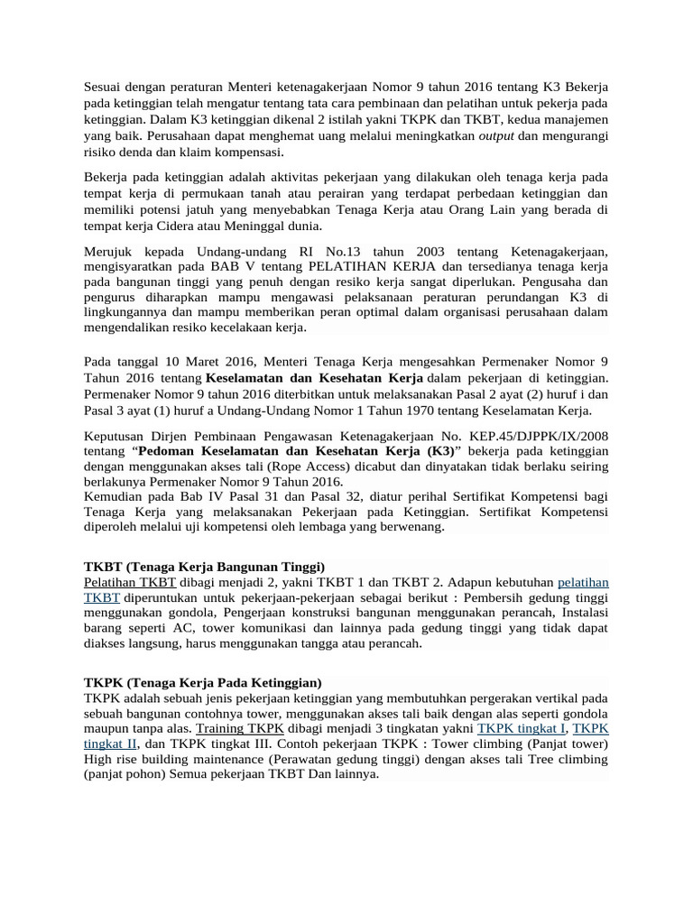 Perbedaan TKPK Dan TKBT Dari Kemnaker RI | PDF