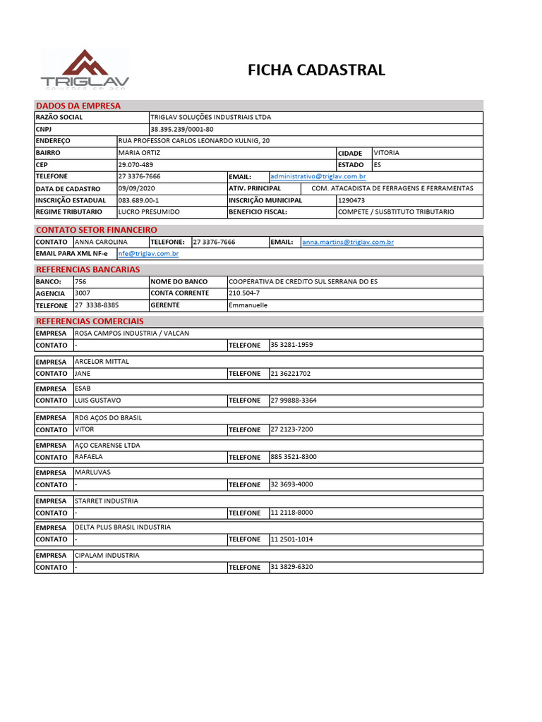 Ficha Cadastral | PDF