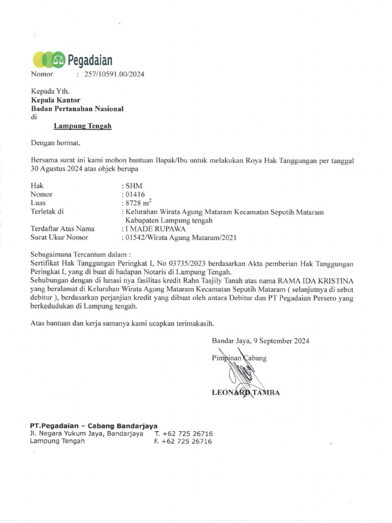 Keterangan Roya | PDF