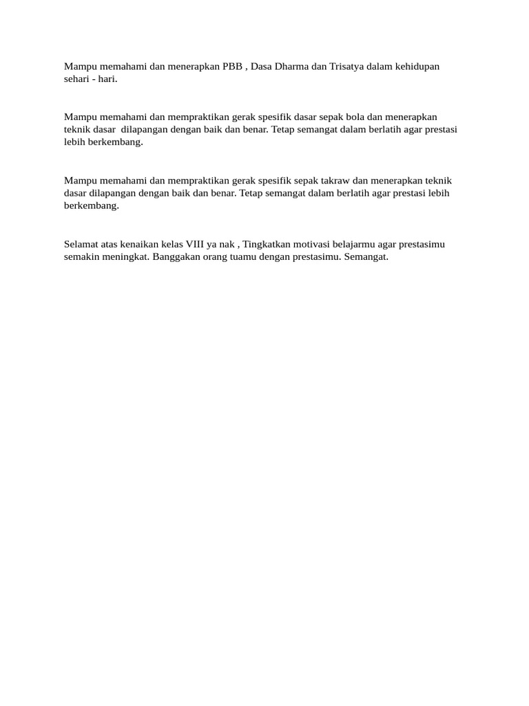 Catatan Wali Kelas Rafli | PDF