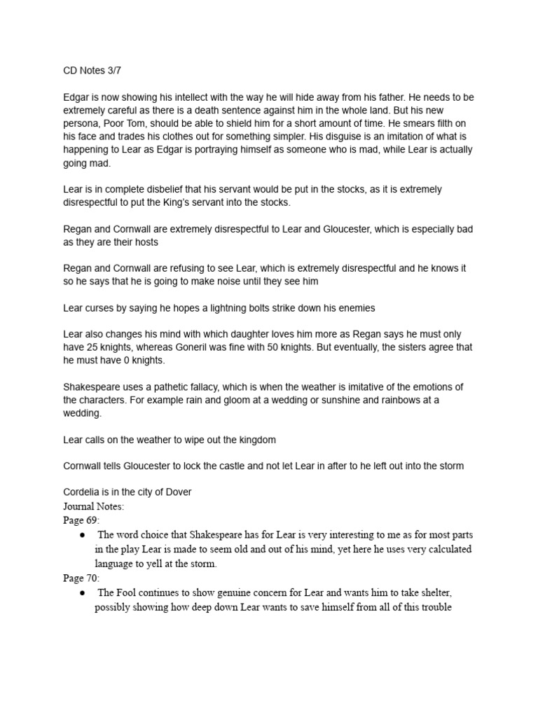 King Lear Analysis: Madness and Disguise | PDF | King Lear