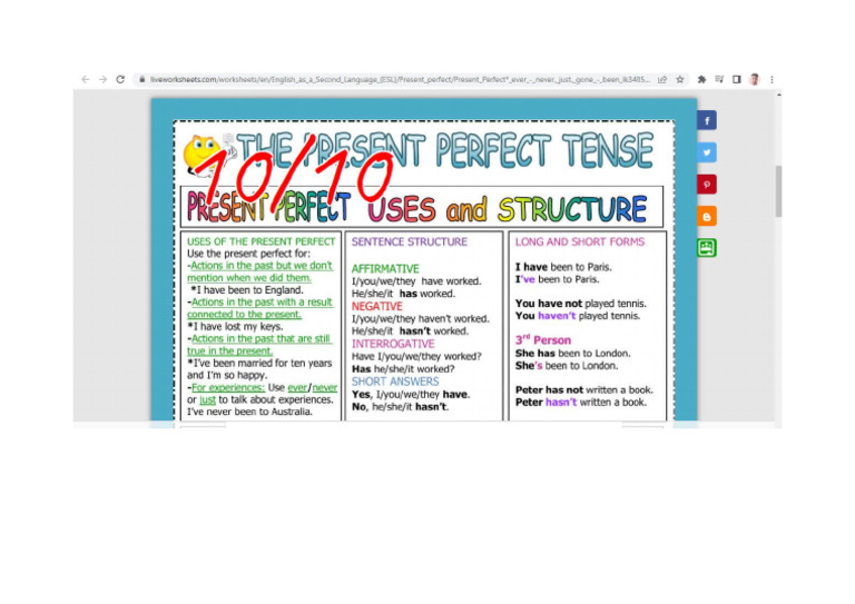 Homework - Present Perfect by Aquino Mamani Jose Alvaro | PDF