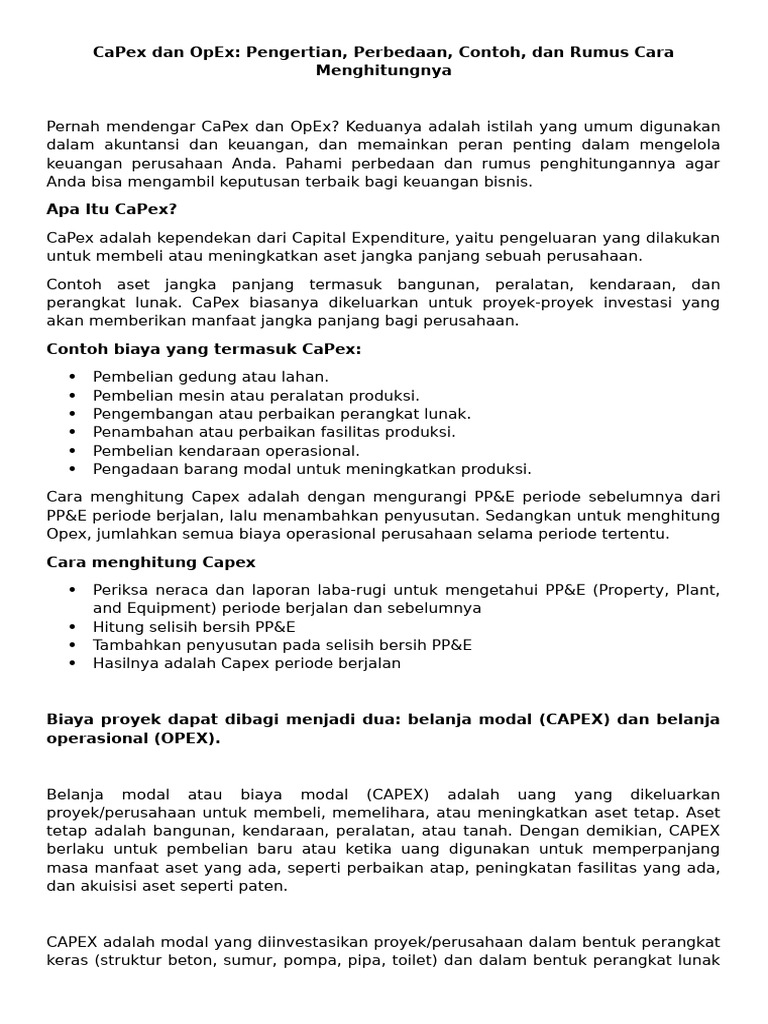 CaPex Dan OpEx | PDF