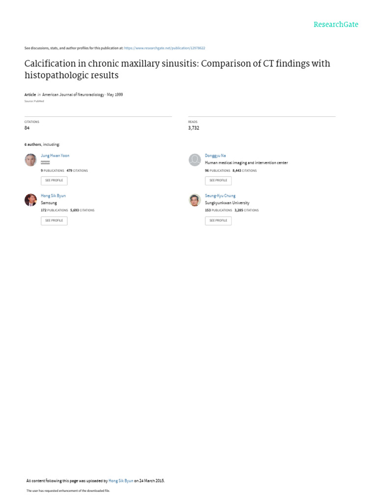 Calcification in Chronic Maxillary Sinusitis Compa | PDF | Radiology ...