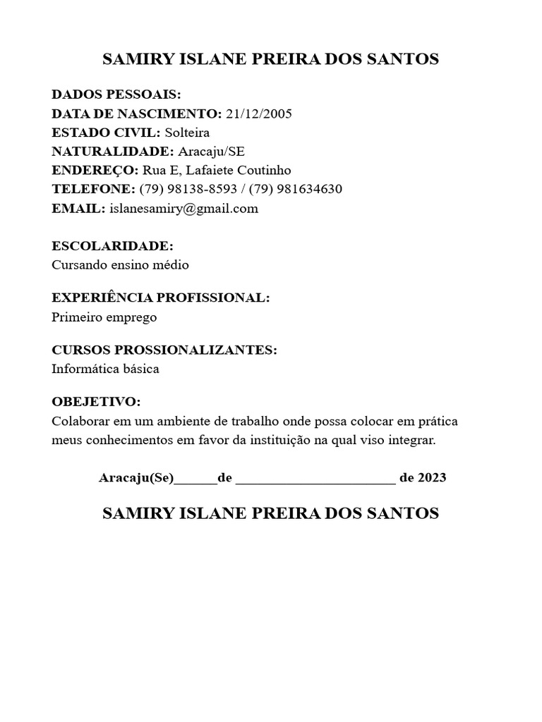 Curriculo Samiry | PDF