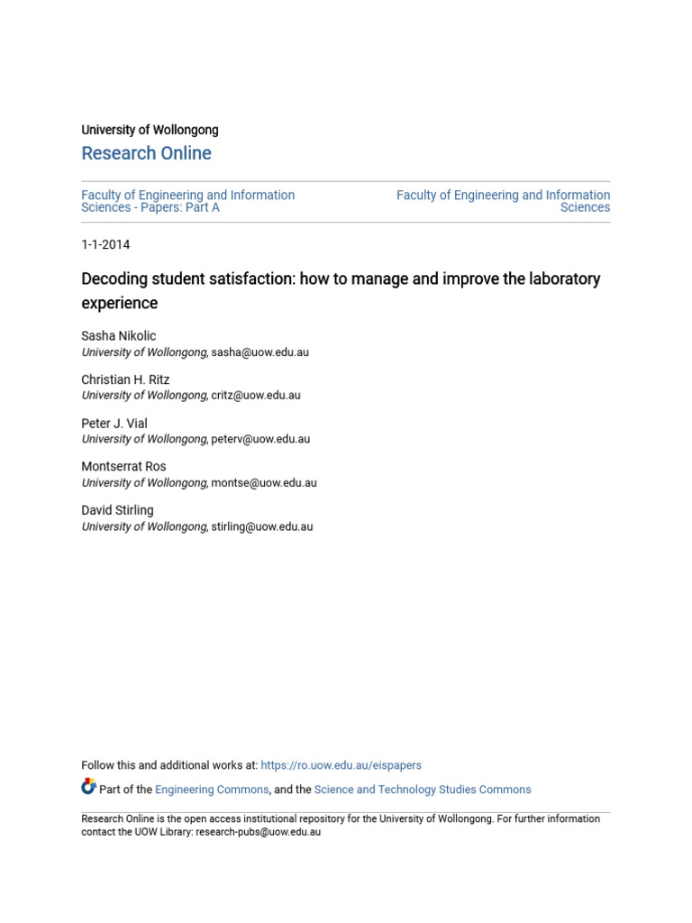 Decoding Student Satisfaction - How To Manage and Improve The Labo 1 1 | PDF | Laboratories ...