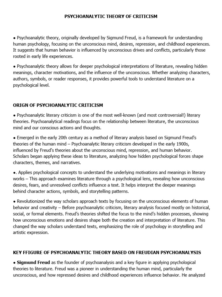 Psychoanalytic Literary Criticism Explained | PDF | Psychoanalysis ...
