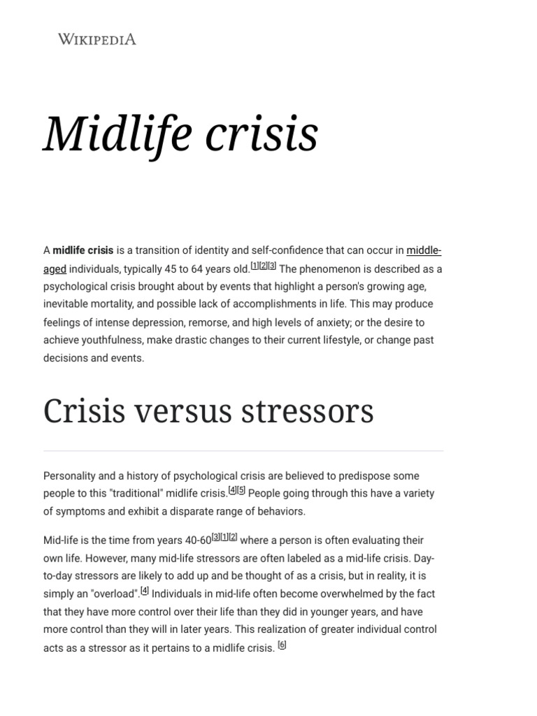 Understanding the Midlife Crisis | PDF | Behavioural Sciences ...