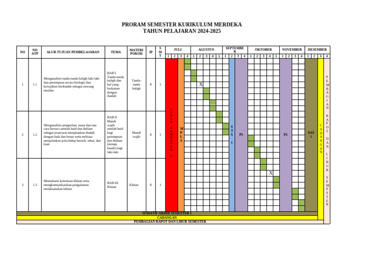 PRORAM SEMESTER KURIKULUM MERDEKA | PDF