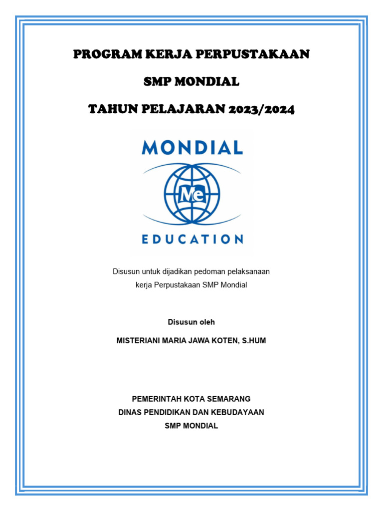 Contoh Cover Proker Perpustakaan | PDF