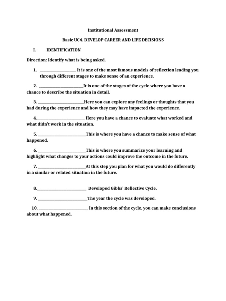 Institutional Assessment Basic UC 4 | PDF