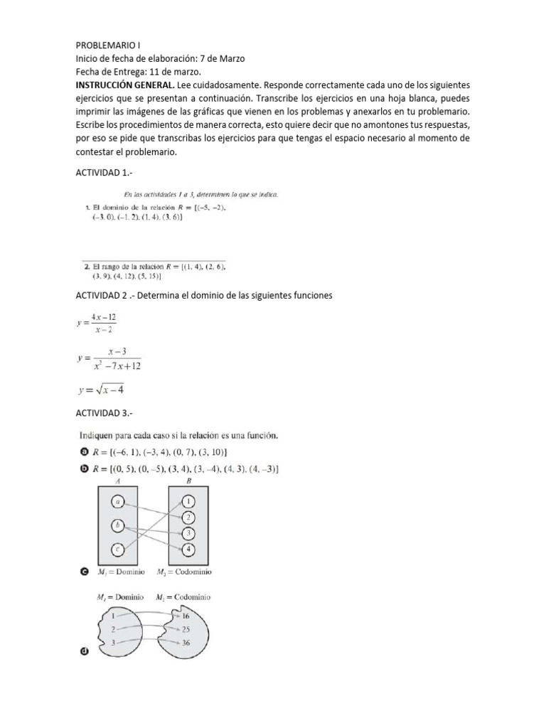 Primer Problemario Matemáticas 4 | PDF