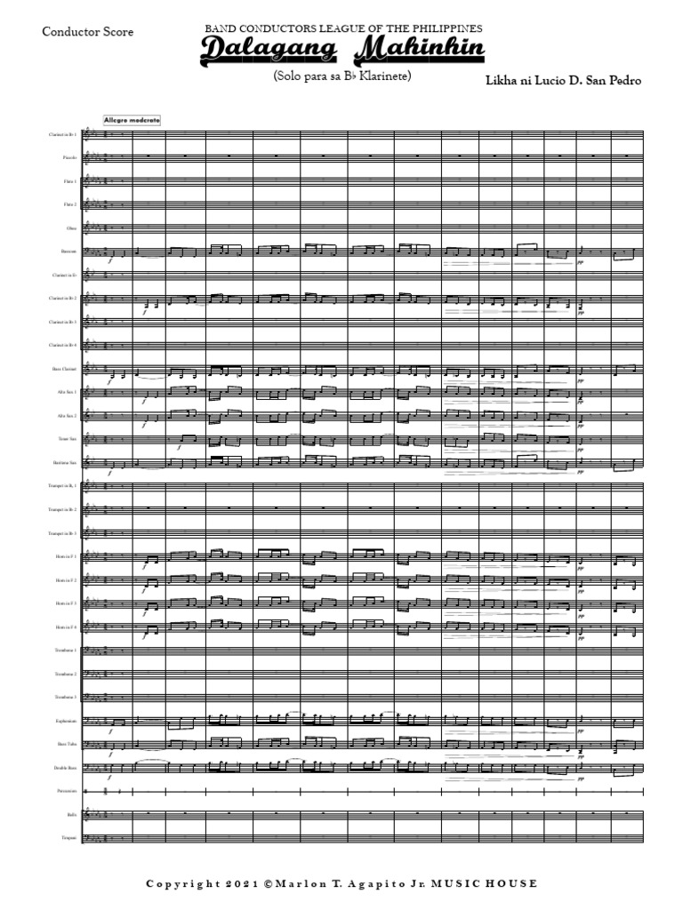Dalagang Mahinhin BB Clarinet Solo Arr. Lucio San Pedro | PDF ...