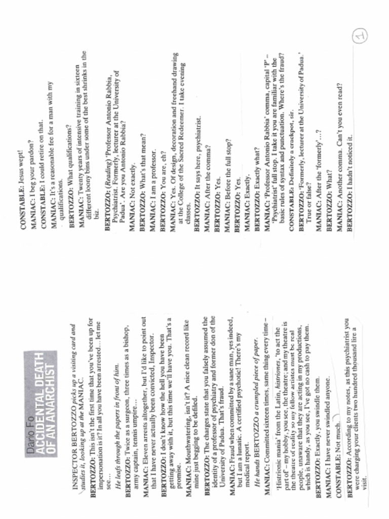 Accidental Death of an Anarchist Edited Script | PDF