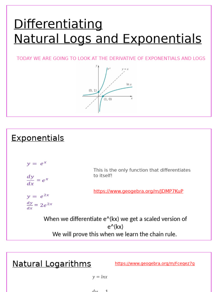 Differentiating Exponentials and Logs | PDF