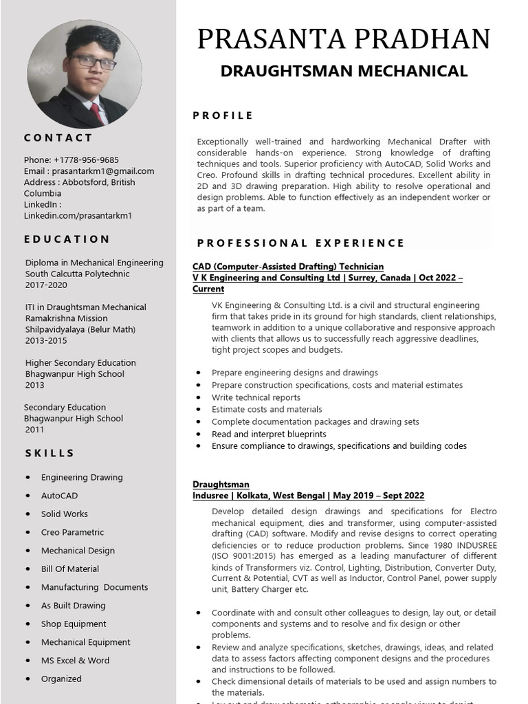 RESUME of Prasanta Pradhan | PDF | Technical Drawing