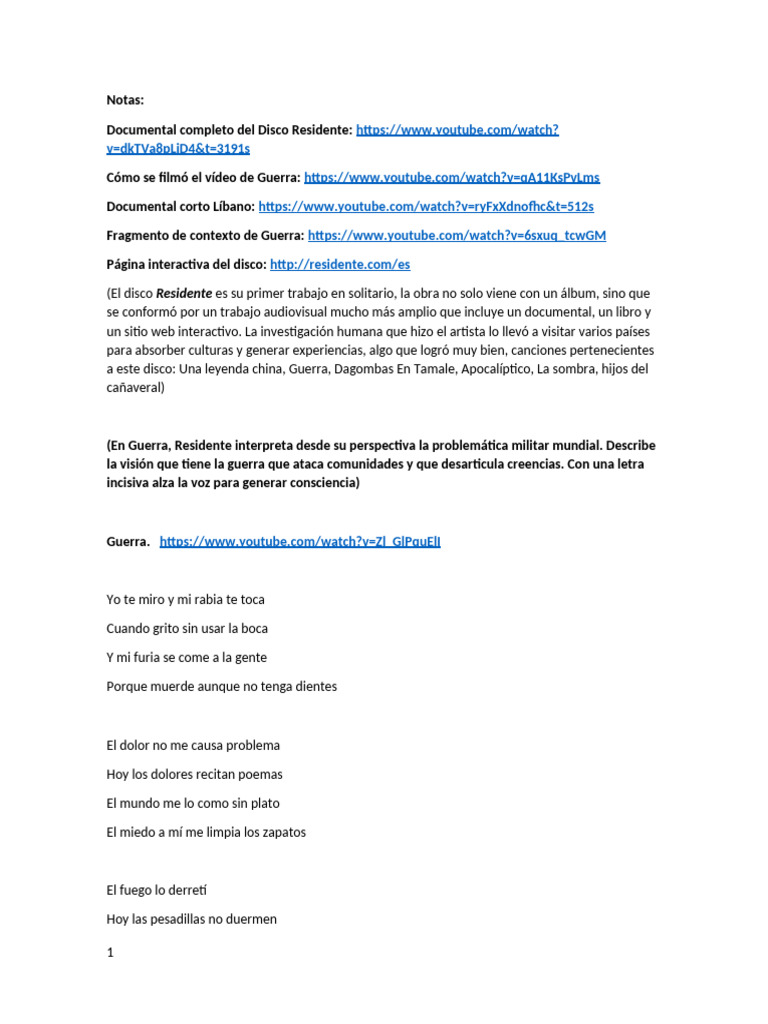 Letras Residente | PDF | Vía láctea