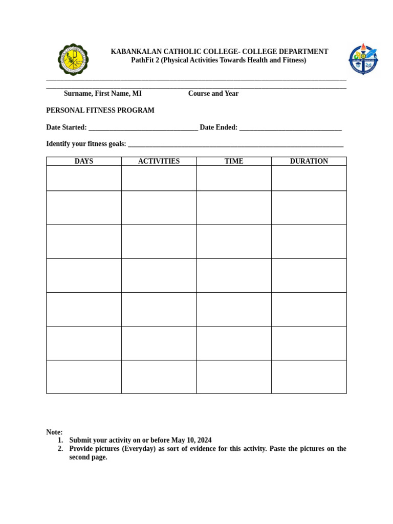 Personal Fitness Program | PDF