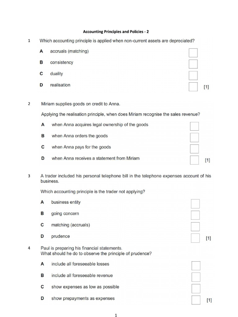 Accounting Principles and Policies - MCQ - Worksheet 2 | PDF