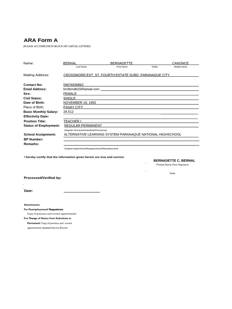 3 Copies of GSIS ARA Form A | PDF