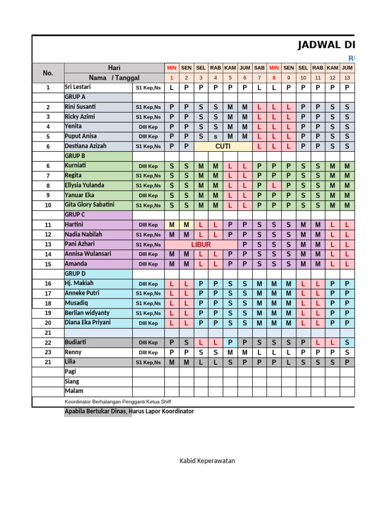 Jadwal Dinas Bulan Desember 2024 | PDF