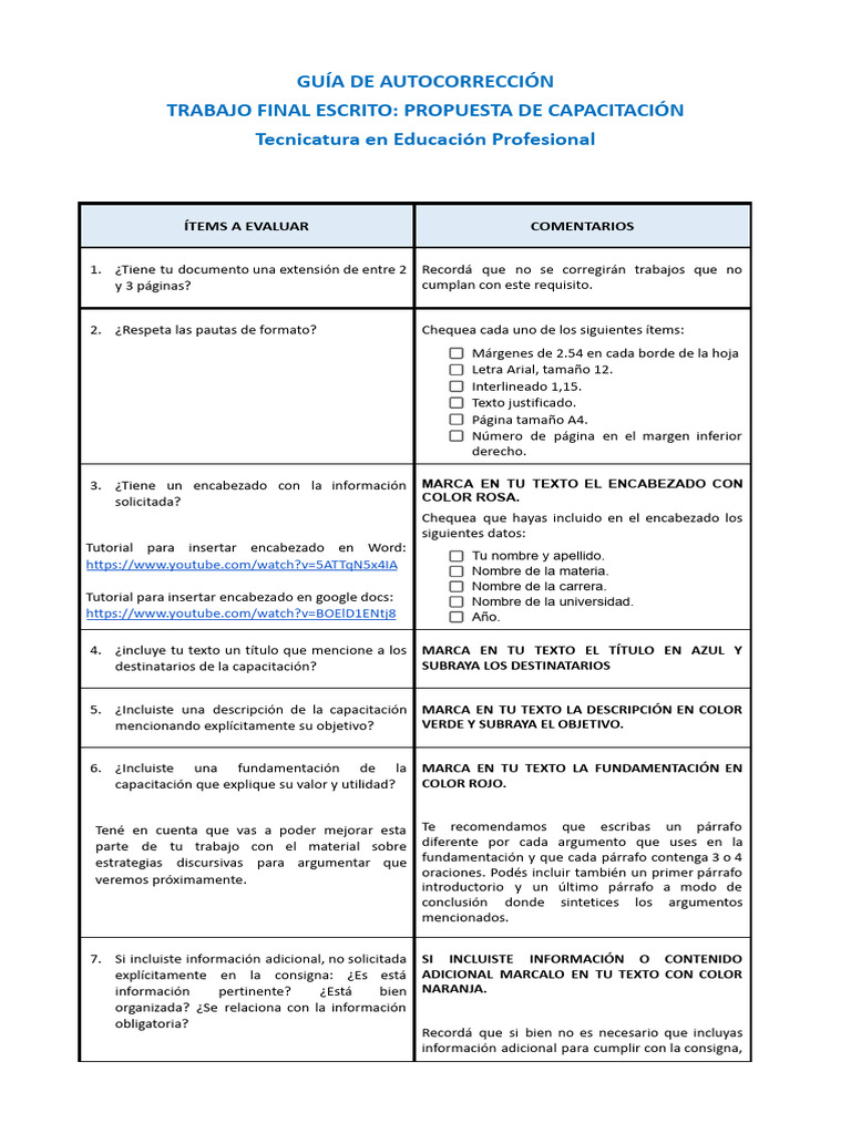 Guía de Autocorrección | PDF