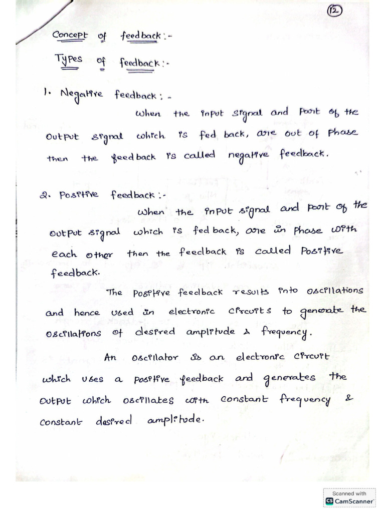 Concept of Feedback Notes | PDF