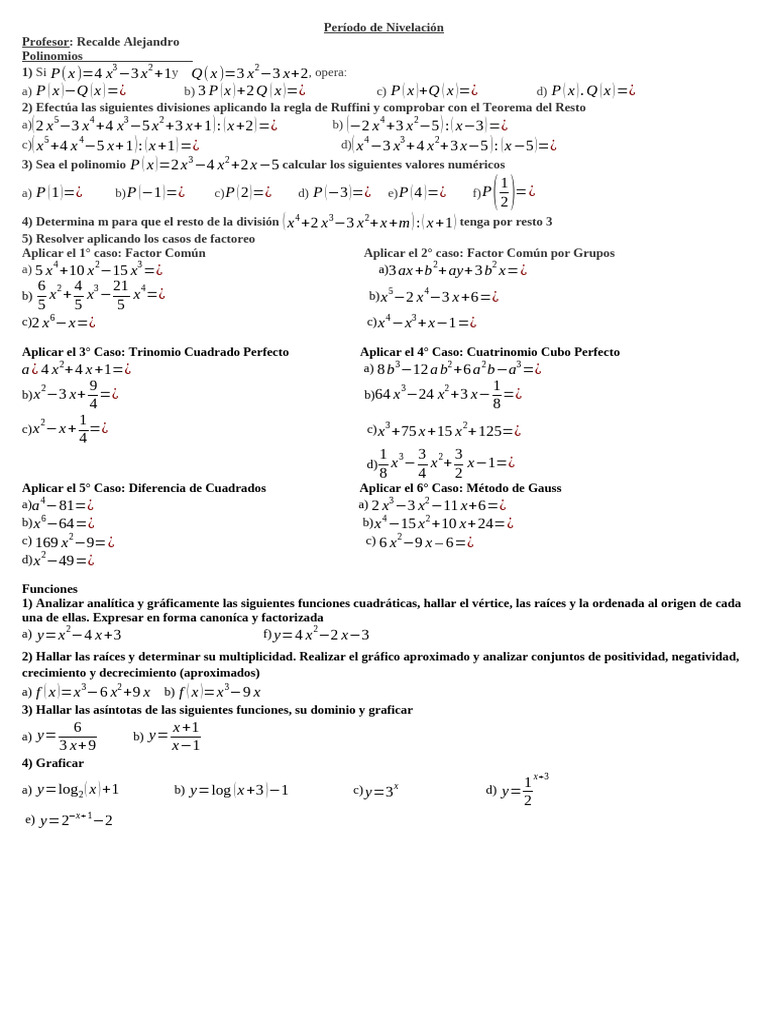 6° año (6 185) | PDF | Factorización | Matemática Elemental