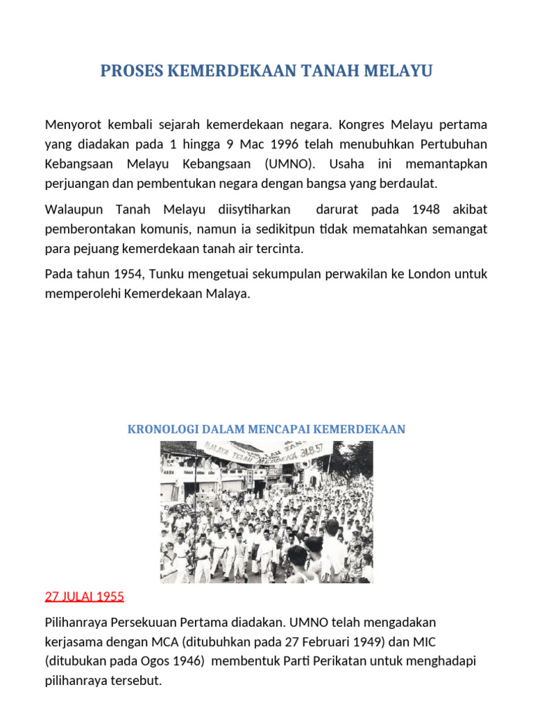 Proses Kemerdekaan Tanah Melayu | PDF