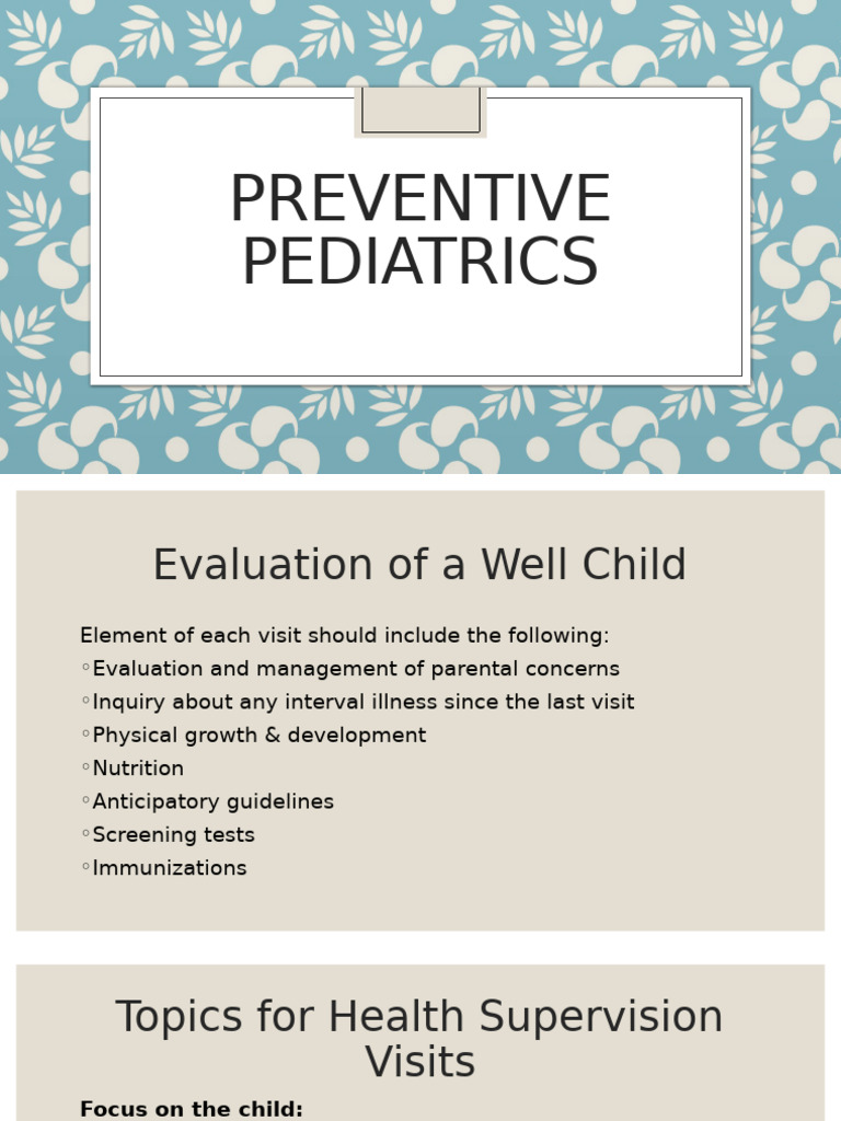 Preventive Pediatrics 4 | PDF | Vaccines | Medicine