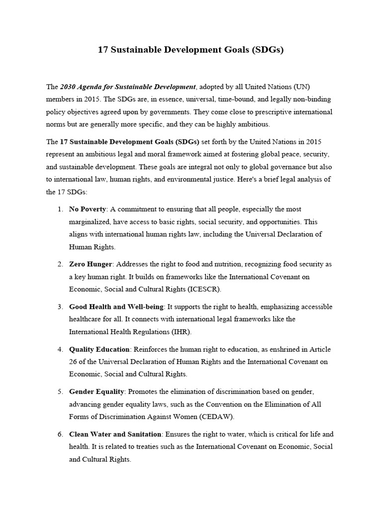 Legal Analysis of 17 Sustainable Goals | PDF | Sustainability | Human ...