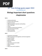 Class 10 Biology Important Questions | PDF | Kidney | Breathing