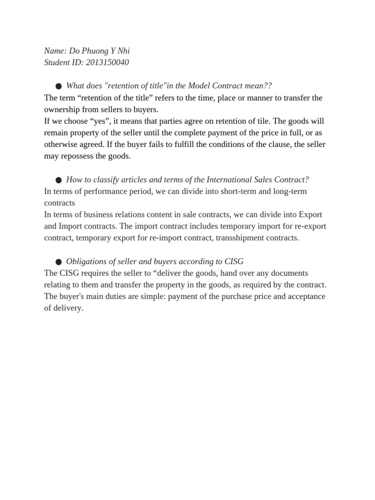 Understanding Retention of Title in Contracts | PDF
