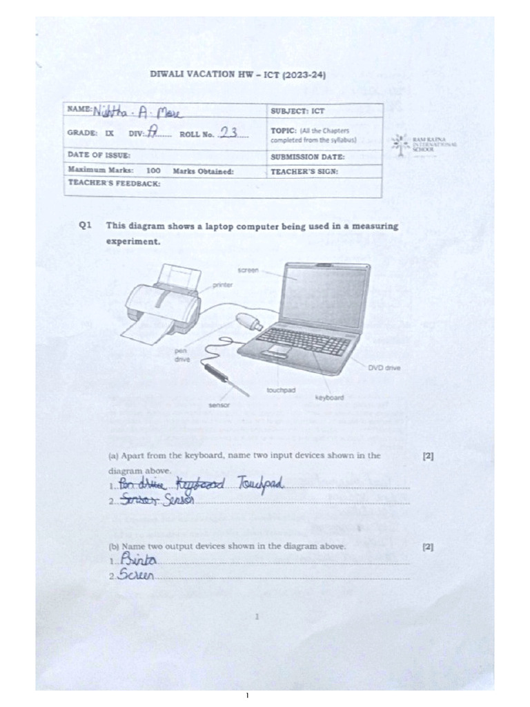Ict Diwali Vacation Homework - Nishtha | PDF