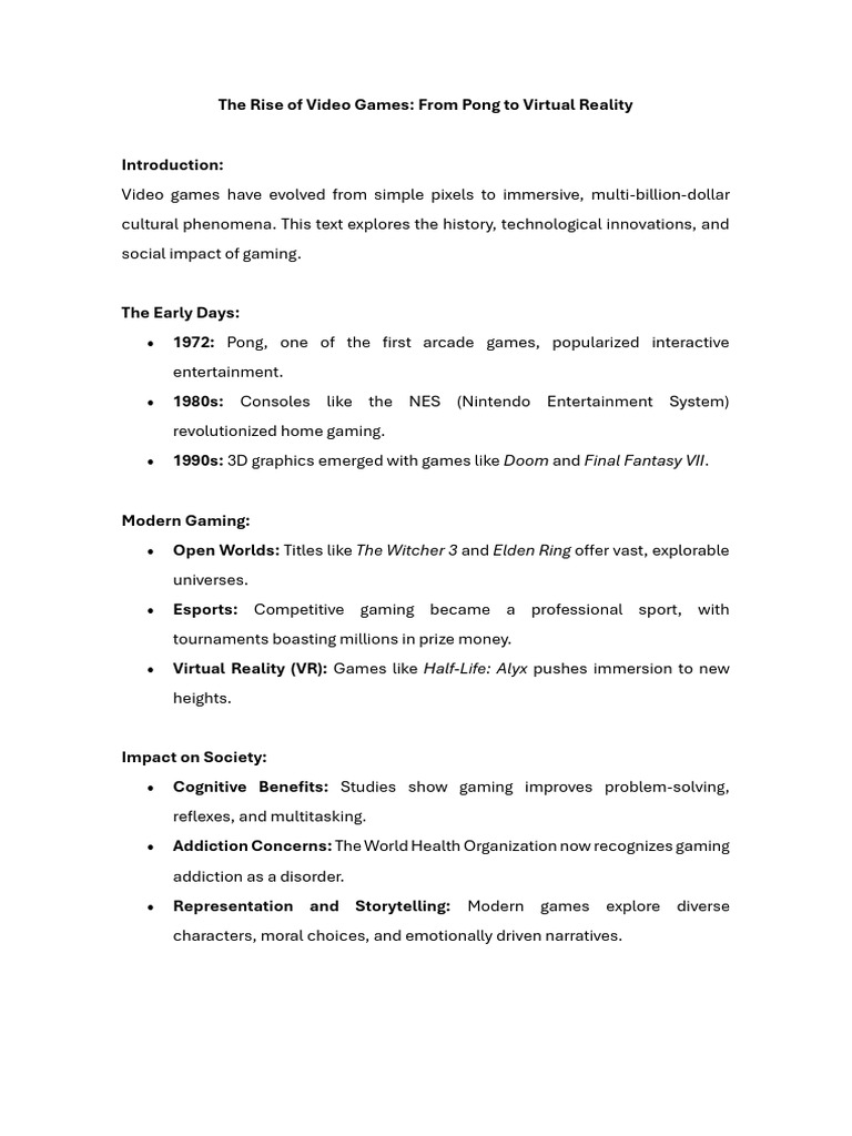 The Rise of Video Games | PDF