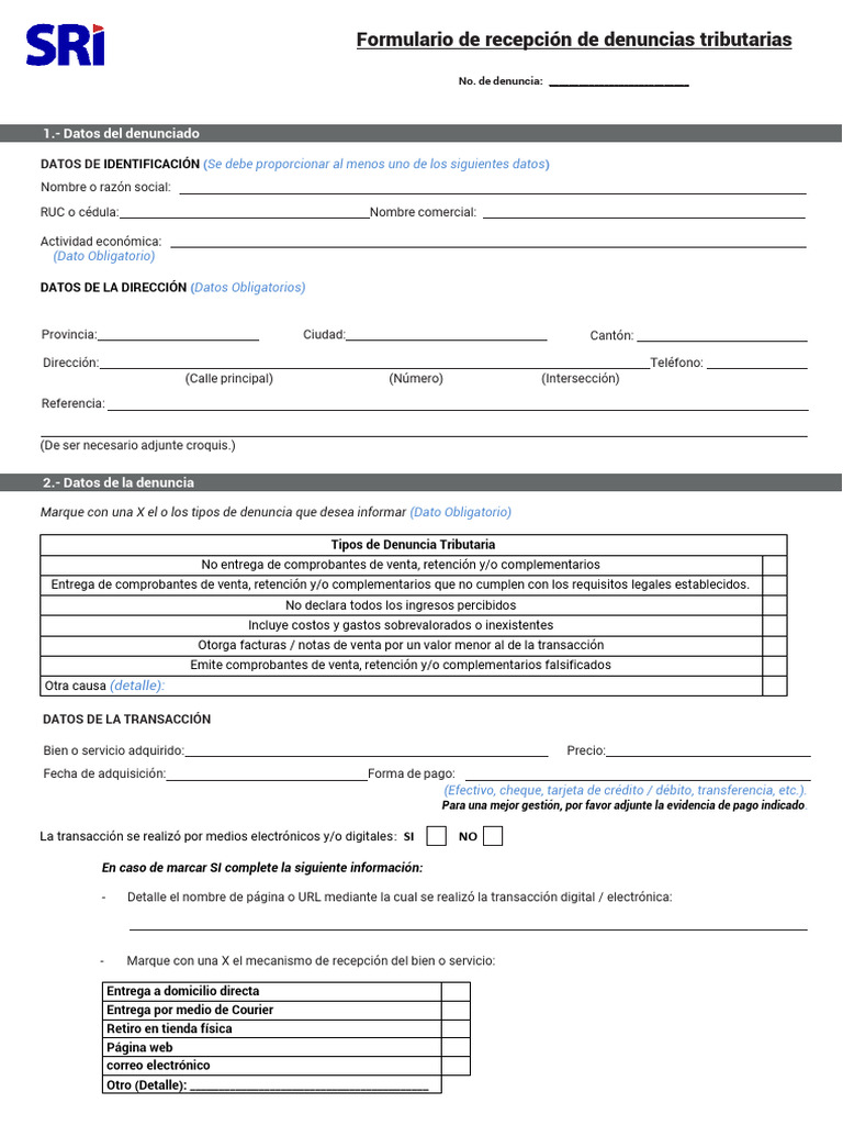 Formularios - Denuncias Tributarias | PDF | Tarjeta de débito | Cheque