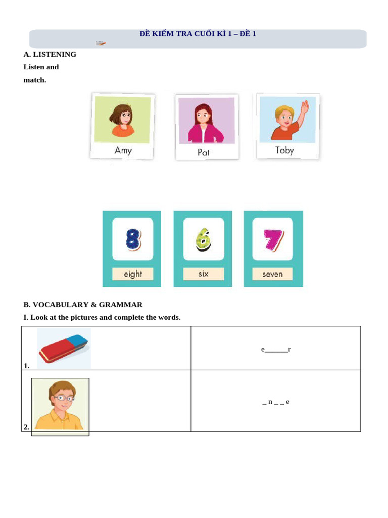 5 de Thi Hoc Ki 1 Tieng Anh 3 Ilearn Smart Start | PDF