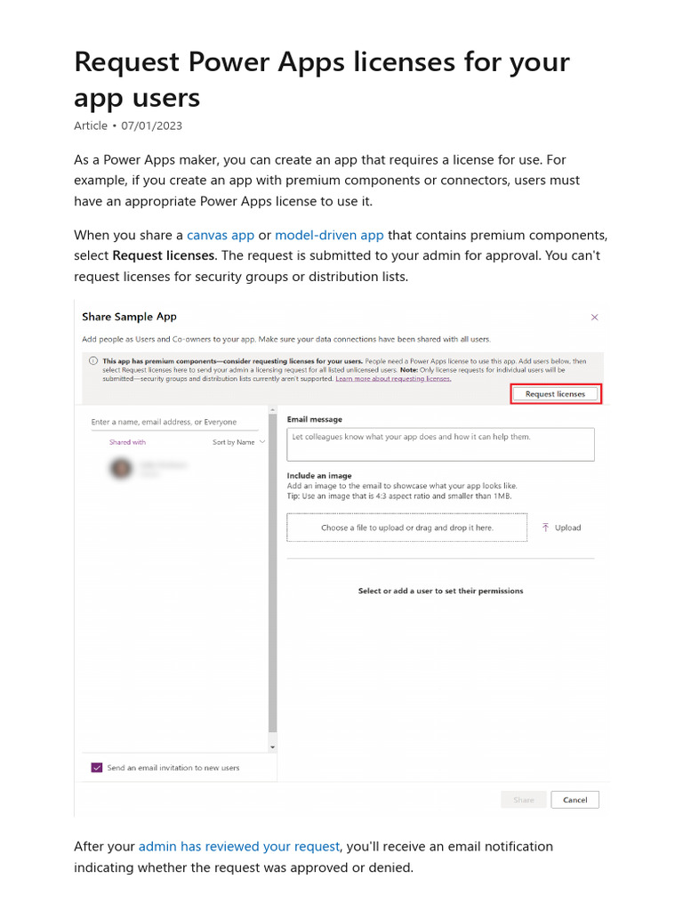 Power Apps License Request Process | PDF