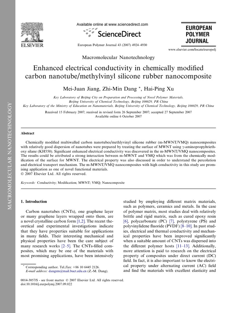 Enhanced Electrical Conductivity in Chemically Modified Carbon Nanotube ...