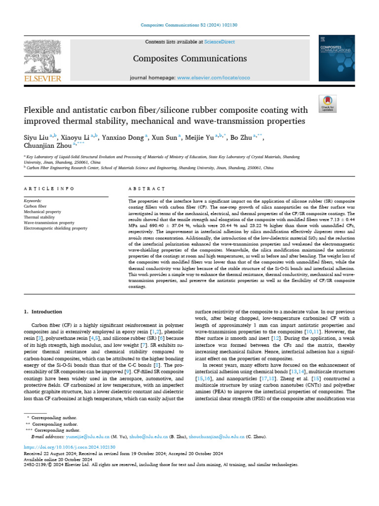 Flexible and Antistatic Carbon Fiber-Silicone Rubber Composite Coating ...
